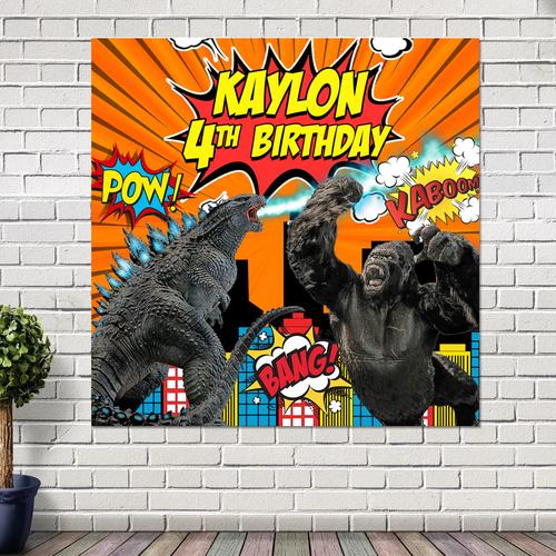 Jual Godzilla vs King Kong - Banner Flexi Birthday / Spanduk Backdrop ...