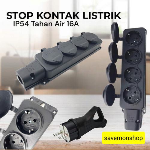 Promo Colokan Listrik Waterproof Stop Kontak Kabel Anti Air Hitam ...