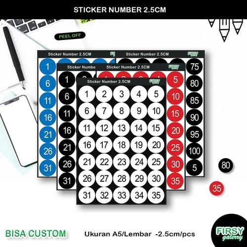 Promo Sticker Nomor 2,5CM, Stiker Angka Label Nomor Bulat, Bisa custom ...