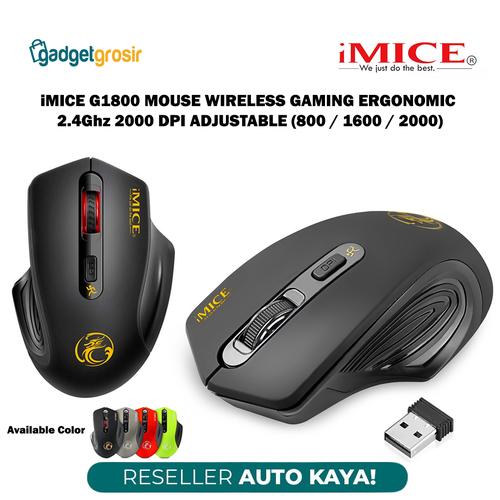 Promo iMice G1800 Mouse Wireless Gaming Ergonomic Design 2000 DPI Adjustable Silent Version ...