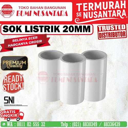 Jual Sok Conduit 20mm Socket Sambungan Listrik Polos Boss Pipa - 1PC ...