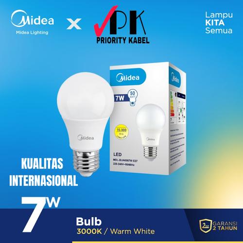 Jual Lampu Bulb Led Midea 7 Watt Kuning 3000K Warm, Putih 5700K Daylight, Putih 6500K Cool ...