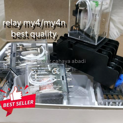 Jual relay my4/my4n 24vdc 14kaki 5a/relay my4/relay my4n set socket ...