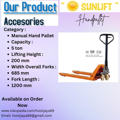 Jual Hand Pallet Manual SUN-Lift 5000 Kg / 5 Ton Lebar Garpu Standart ...