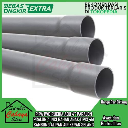 Jual [Instant] Pipa Pvc Rucika Abu 4” Per Batang 4 Meter Paralon Pralon Ledeng Pipe Plastik ...