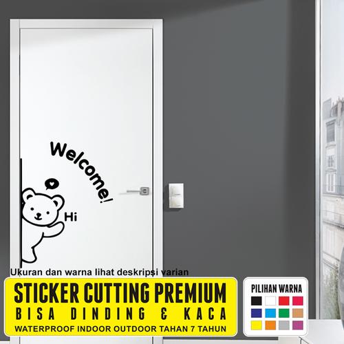 Jual Cutting Sticker Dinding Pintu dan Kaca Welcome Bear Lucu - Kiri ...