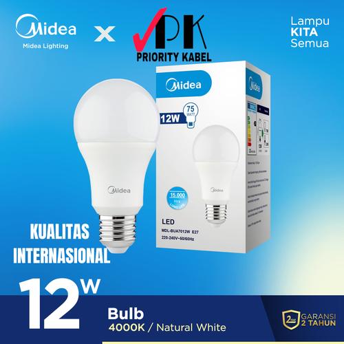 Jual Lampu Bulb Led Midea 12 Watt Kuning 3000K Warm, Putih 4000K ...