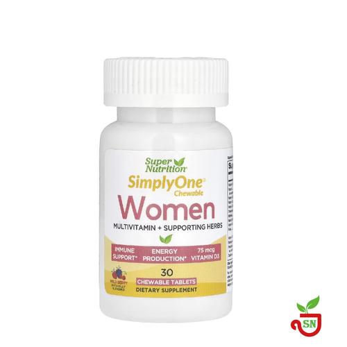 Jual Super Nutrition, SimplyOne, Women, Multivitamin + Supporting Herbs, Wild-Berry, 30 ...