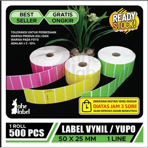 Jual LABEL STIKEER VINYL 50X25 MM STIKER YUPO 50X25 MM 1 LINE ISI 500 ...