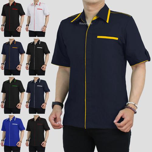 Jual kemeja seragam polos/seragam kantor kombinasi/unisex - KuningHitam ...