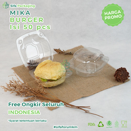 Jual Mika Plastik Hamburger Bulat Sedang Isi 100Pcs Mika Roti Burger ...