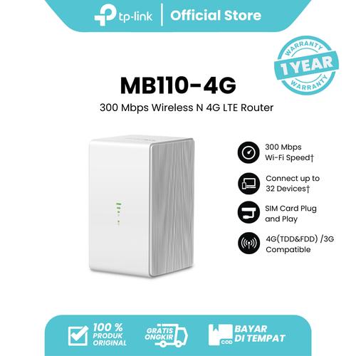 Promo Mercusys MB110-4G 300Mbps Wireless N300 4G LTE Router Plug&Play Router Cicil 0% 3x - Kab ...