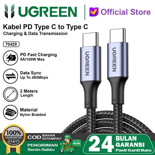 Jual Kabel Data UGREEN USB Type C To Type C PD 5A 100W Fast Charging ...