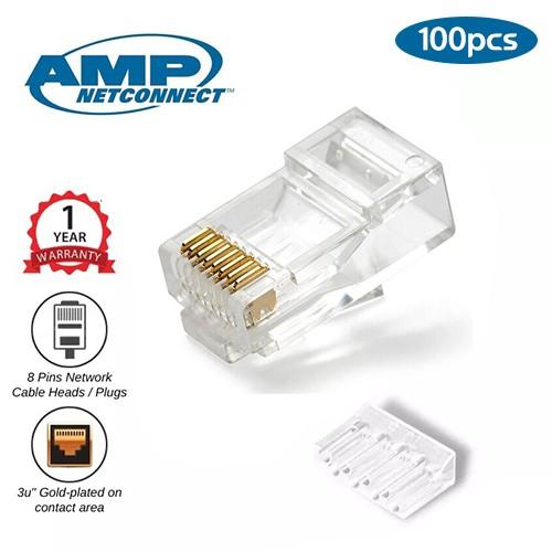 Jual Konektor RJ45 Cat6 isi 100 Pcs AMP Tyco NetConnect Connector RJ45 ...