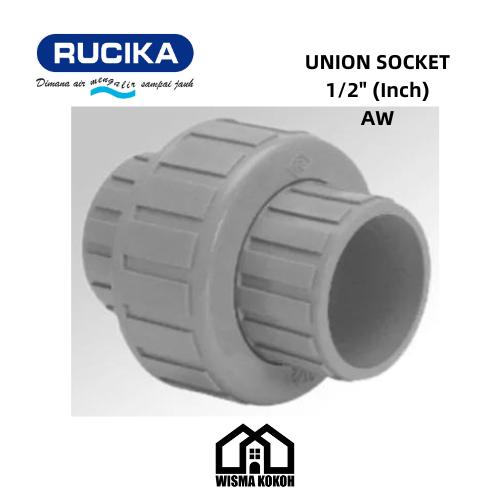 Jual RUCIKA WATERMUR POLOS / UNION SOCKET PVC 1/2" (Inch) AW - Kota ...