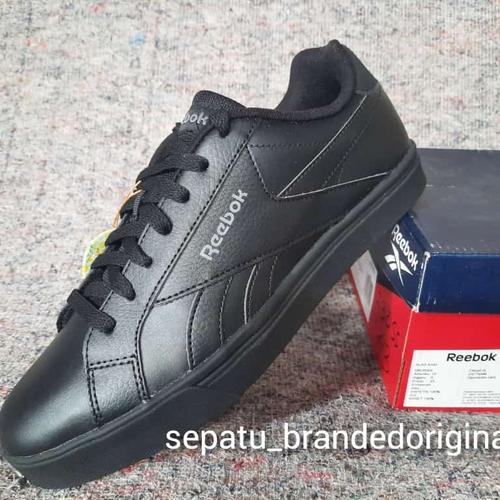 Jual sepatu sekolah hitam polos kulit sapi reebok full black hitam ...