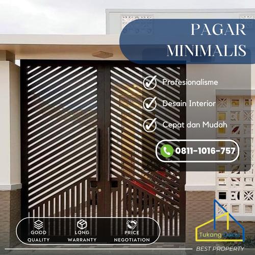 Jual Pintu Pagar Besi Galvanis Modern Minimalis Anti Karat (Varian ...