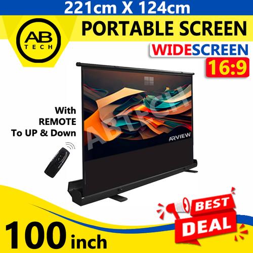 Jual Layar Proyektor Portable Floor Motorized 100" inch 16:9 - 221 x ...
