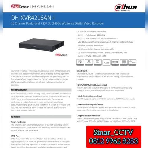 Jual DH-XVR4216AN-I - DVR XVR DAHUA 16 CHANNEL 2MP 2 SLOT HDD - Jakarta ...