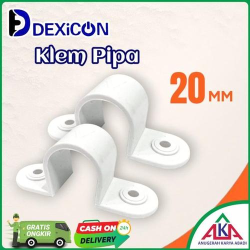 Jual DEXICON Klem Pipa Listrik 20mm Putih Kuping Conduit Isi 24 Pcs ...