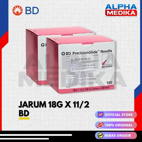 Jual BD Needle 18G / Jarum BD 18G x 11/2 / BD Precision Glide Needle ...