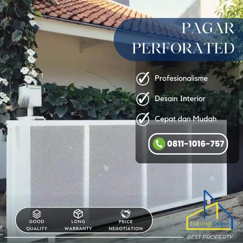 Jual Pintu Pagar Besi Galvanis Plat Perforated Modern Minimalis Anti ...