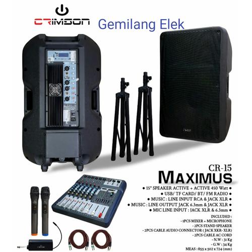 Jual Speaker Aktif Aktif CRIMSON CR 15 MAXIMUS Original 15 inch ...