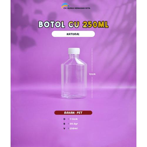 Jual BOTOL CU 250 ML - BOTOL GEPENG 250 ML - BOTOL PLASTIK BENING ...