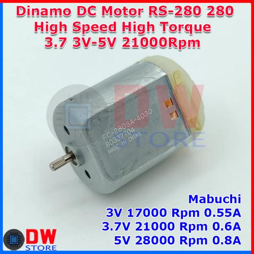 Jual Dinamo DC Motor RS-280 RS 280 High Speed High Torque 3.7V 3V-5V 4V ...
