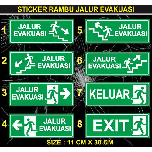 Jual Stiker Vinyl Rambu Jalur Evakuasi Darurat / Jalur Evakuasi Tanggap Darurat / Rambu Arah ...