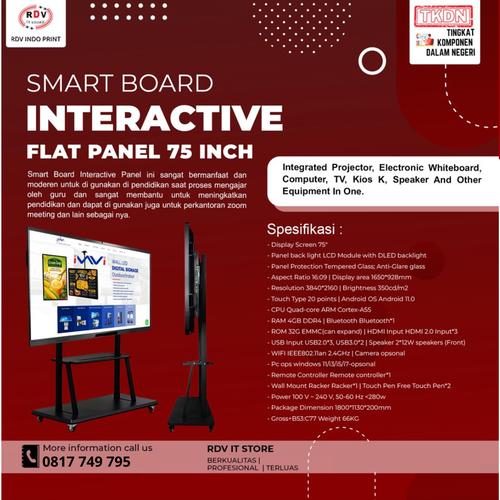 Jual Smartboard Interactive Flat Panel 75 Inch Dual OS All In Siap ...