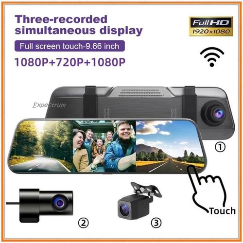 Jual Dashcam / CAR DVR 3 Camera Mirror Dash Camera HD 1080P WIFI, Front ...