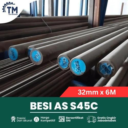 Jual BESI AS S45C Diameter 32mm Panjang 6 Meter SNI Assental Hitam ...