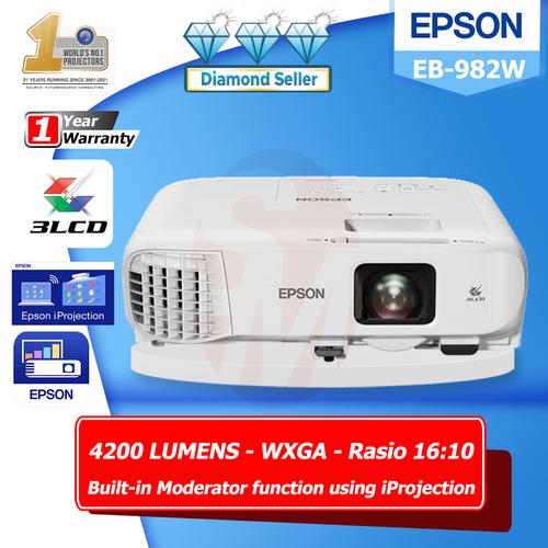 Promo Projector Epson EB-982W WXGA 4200 Lumens Built-in Moderator use ...