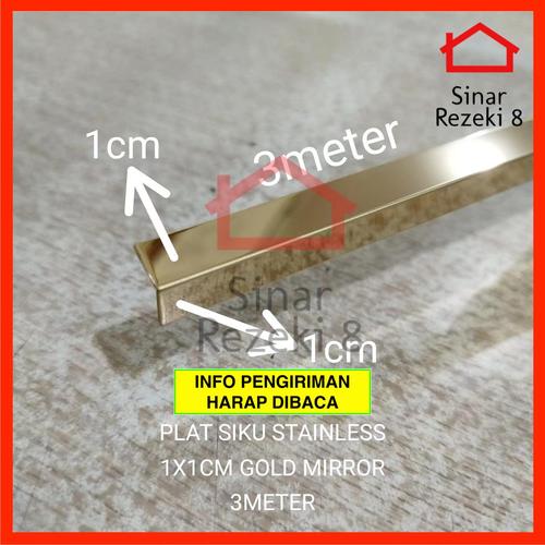 Jual Plat STAINLESS Siku L GOLD Mirror 10 x 10 / List Edging Lis Emas 1 ...