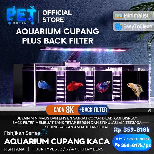 Jual Soliter Tempat Cupang Aquarium Kaca + Filter Akuarium Set Sekat ...