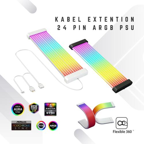 Jual Kabel Extention 24Pin ARGB PSU White/Black Extention Cable ARGB ...
