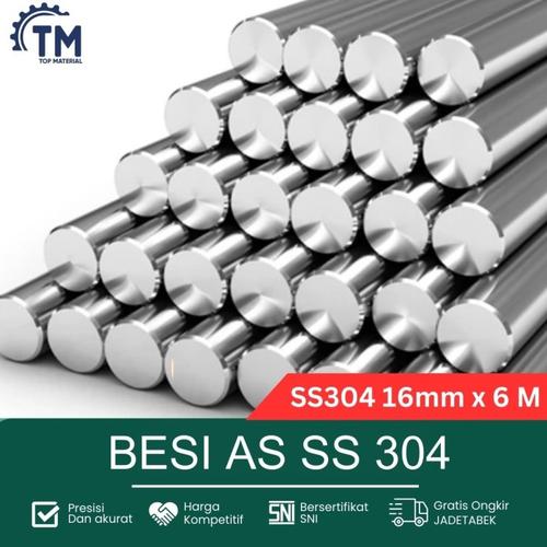 Jual Besi AS Bulat Stainless Steel SS304 Diameter 16mm Panjang 6 Meter ...