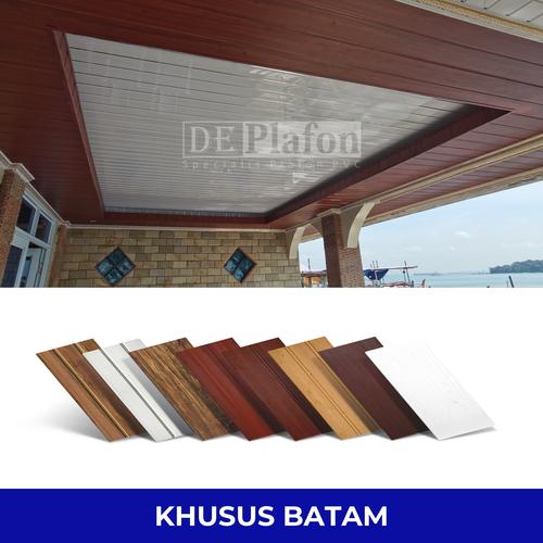 Jual DE Premium Plafon PVC 6 Meter Tanpa Lem Motif Putih Coklat Kayu ...