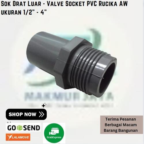 Jual Sok Drat Luar - Valve Socket PVC Rucika AW ukuran 1/2" - 4" - 1/2 ...