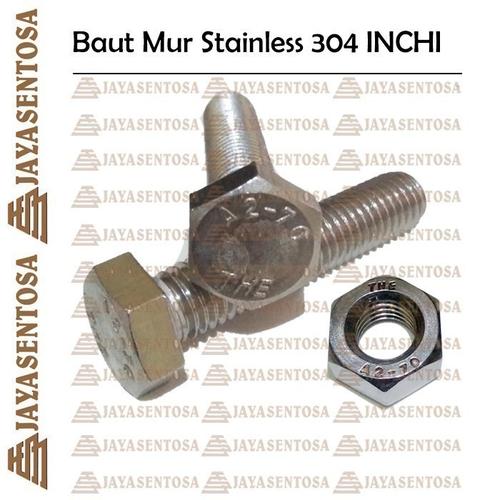 Jual Baut Mur Stainless 304 1/2" X 3 1/2" Drat Kasar INCHI - Jakarta ...