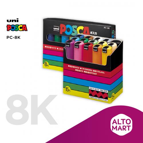 Jual UNI Posca PC-8K Acrylic Marker SET 8 15 Colors Thick Square Tip ...