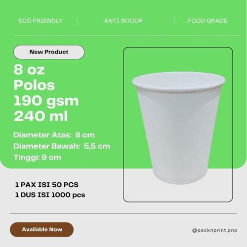 Jual Paper Hot Cup Gelas Kertas 8 oz 240 ml Polos isi 50 pcs - Kab. Tangerang - pnp_PacknPrint ...