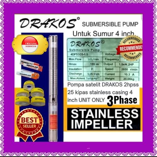 Jual Pompa satelit STAINLESS 4inch 2Hp 3Phase DRAKOS 4DFS3/25 ...