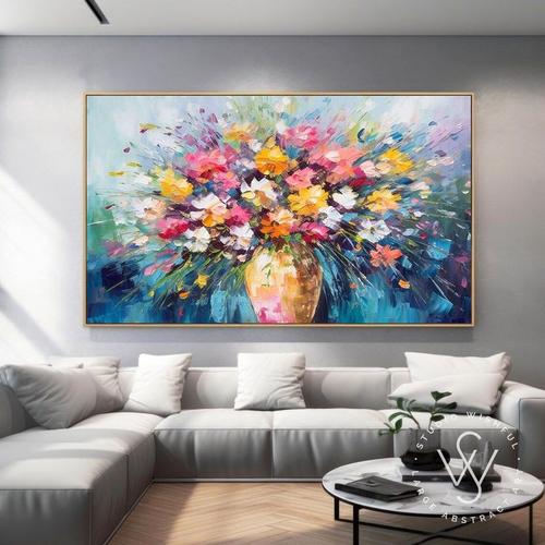 Promo Lukisan dinding bunga colour full aesthetic modern hiasan dinding ...