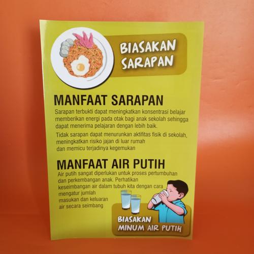 Jual Poster Biasakan Sarapan, manfaat sarapan, manfaat air putih - Kab ...