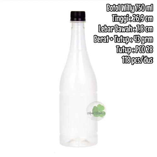 Jual Botol WILLY 750 ml Botol Multifungsi Cantik Mewah - PCO PUTIH ...