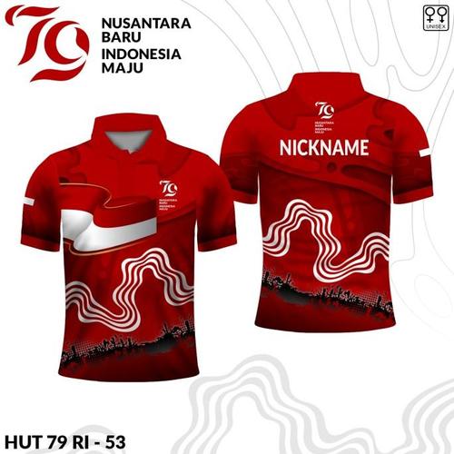 Jual Polo shirt dirgahayu kemerdekaan indonesia kaos baju hut RI ke 79 2024 B - Hitam, XXL ...