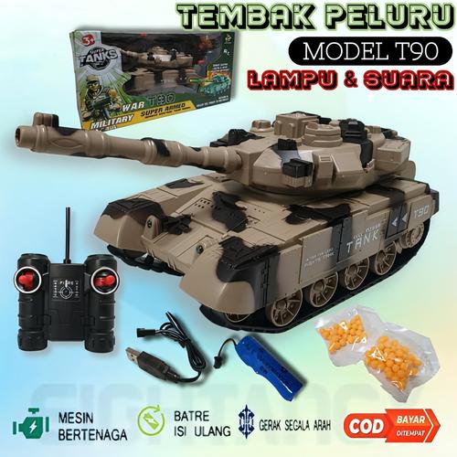 Promo Mainan Remote Control RC Tank T90 Tembak Peluru Model Baterai cas ...