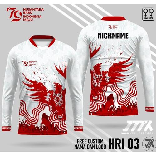 Jual Jersey hut ri ke 79 lengan panjang baju kemerdekaan indonesia 2024 kaos dirgahayu indonesia ...